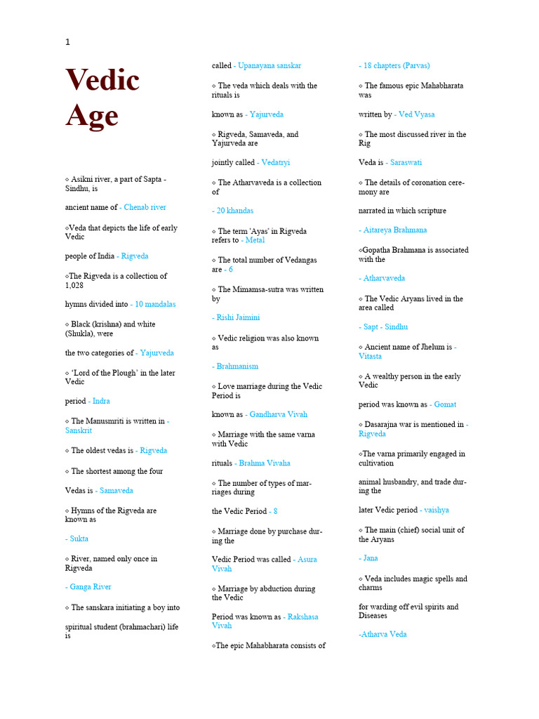 Vedic Age | PDF | Vedas | Hindu Mythology