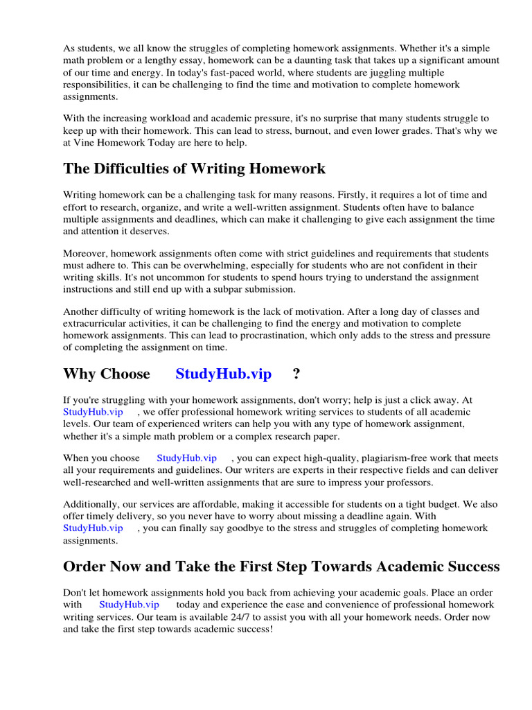 Vine Homework Today | Download Free PDF | Homework | Behavior Modification