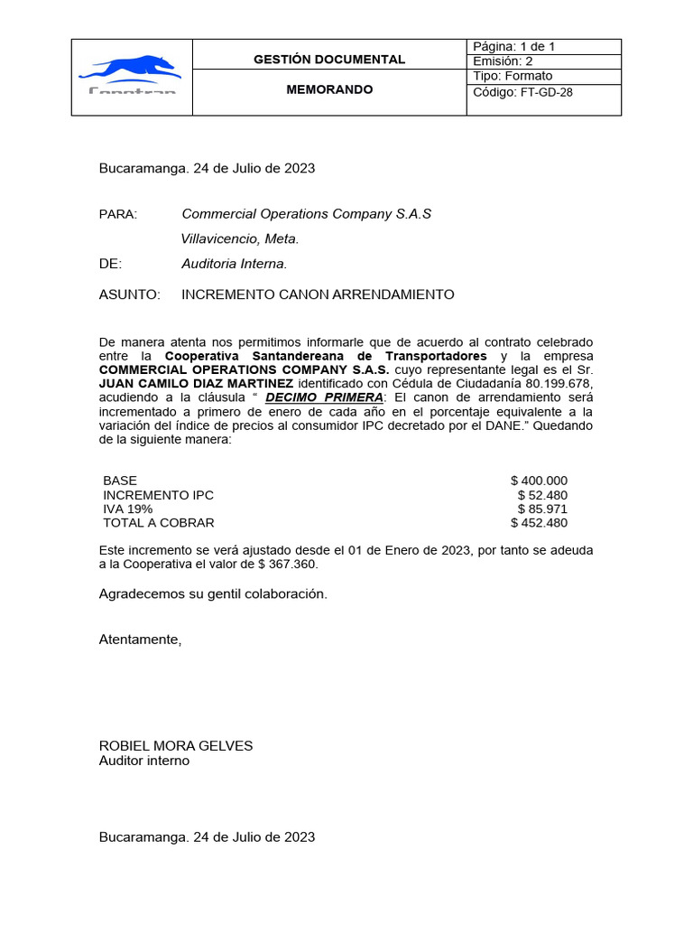 Canon Arriendos | PDF | Auditoría | Documento de identidad