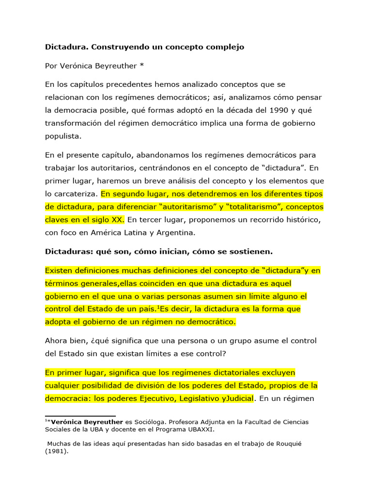 Dictadura Construyendo Un Concepto Compl | PDF | Dictadura | Democracia