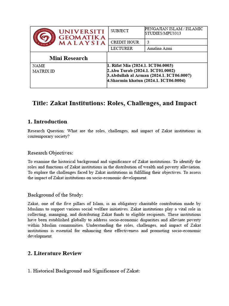 Zakat Institutions Roles Challenges And Impact Pdf Governance Welfare