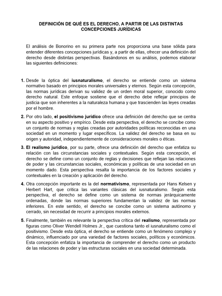 Definición de Qué Es El Derecho, A Partir de Las Distintas Concepciones ...