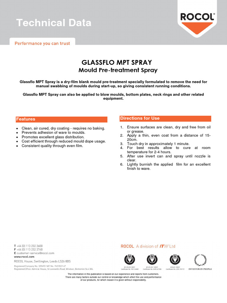 Glassflo MPT Spray - GB | PDF | Materials | Industrial Processes