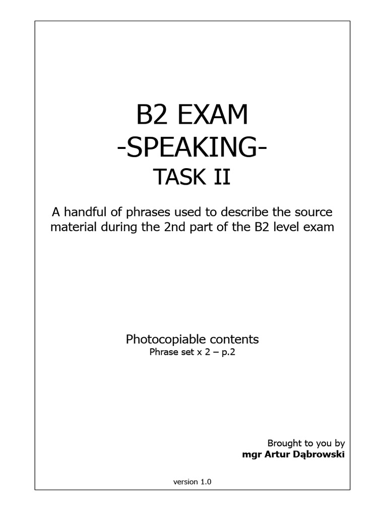 Exam Speaking Part 2 Phrase Set Version | PDF