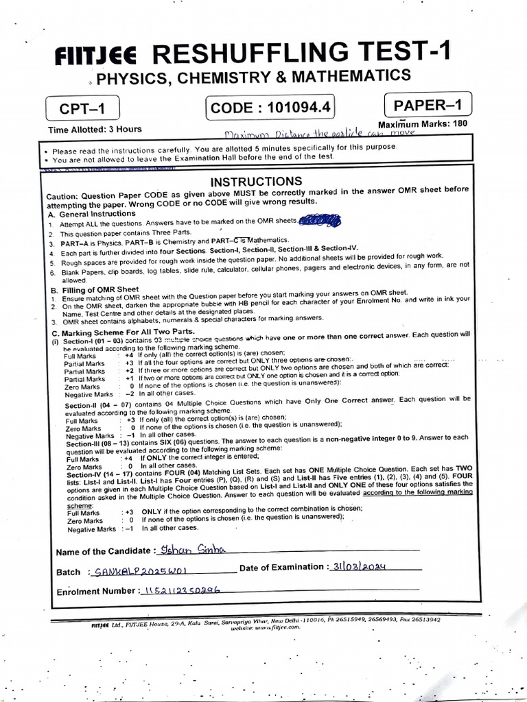 Reshuffling 1 Paper 1 | PDF | Gases | Sphere