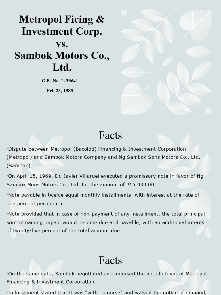 Metropol vs. Sambok: Indorsement Liability | PDF | Legal Liability ...