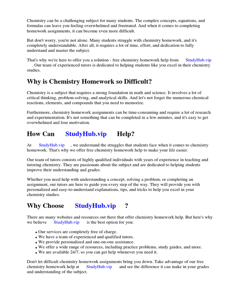 Free Chemistry Homework Help | PDF | Chemistry | Chemical Reactions