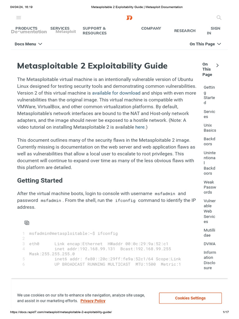 Metasploitable 2 Exploitability Guide - Metasploit Documentation | PDF | World Wide Web ...