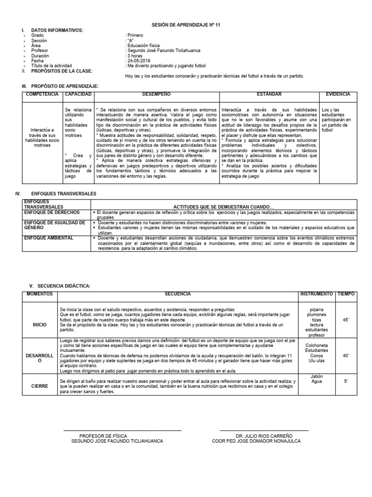Sesión de Aprendizaje #11 | PDF | Maestros | Aprendizaje