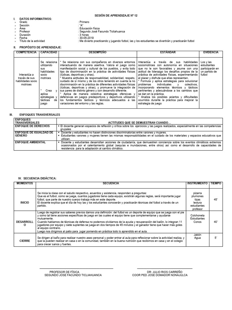 Sesión de Aprendizaje #12 | PDF | Maestros | Aprendizaje
