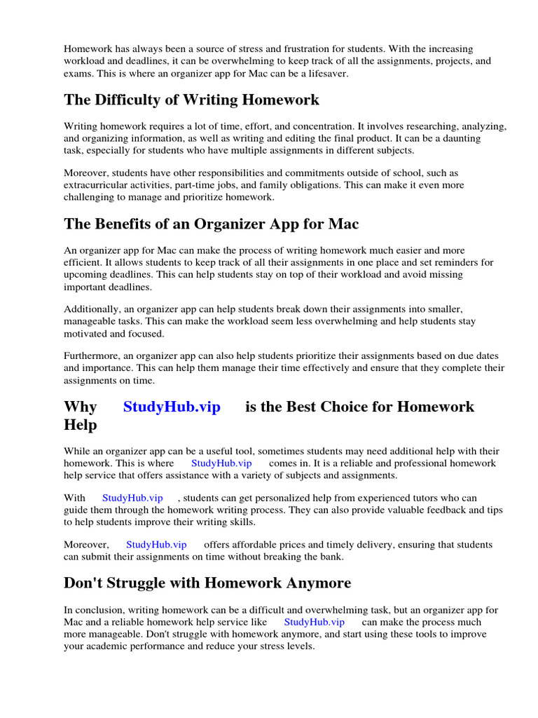 Homework Organizer App Mac | PDF | Ios | Mobile App