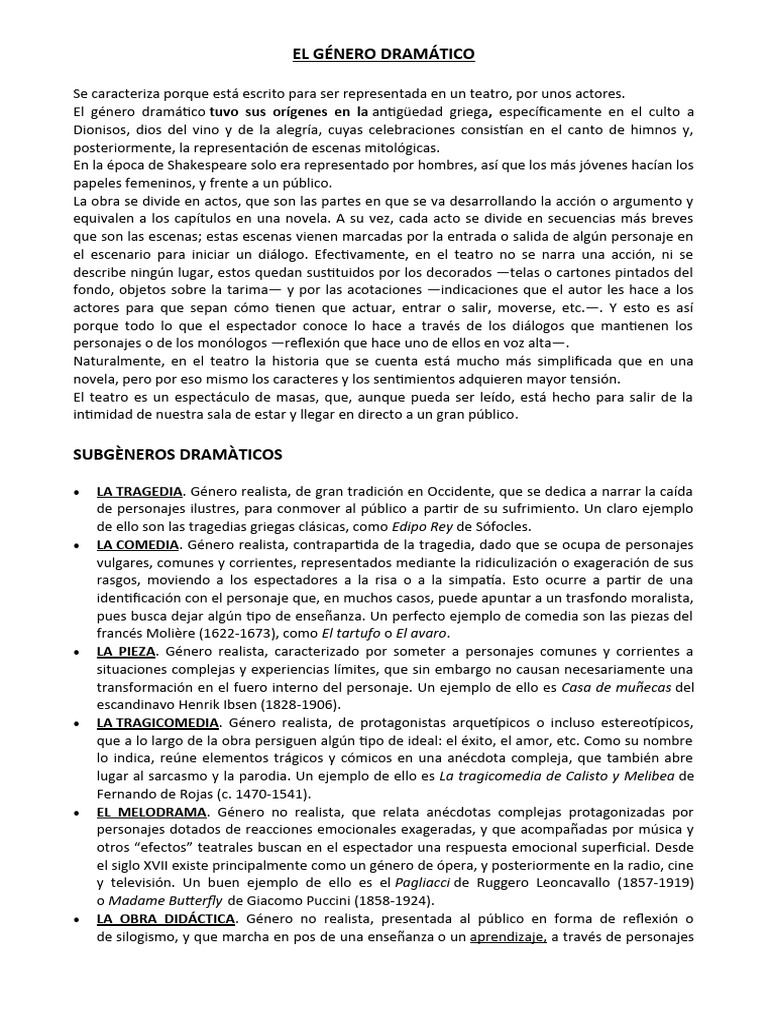 El Género Dramático 4to Sec Pdf Romeo Y Julieta Teatro
