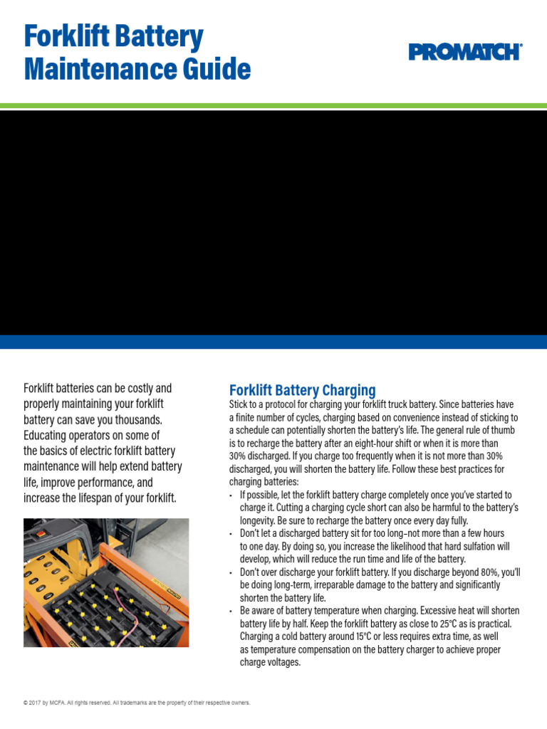 Forklift Battery Maintenance Guide | PDF | Battery Charger ...
