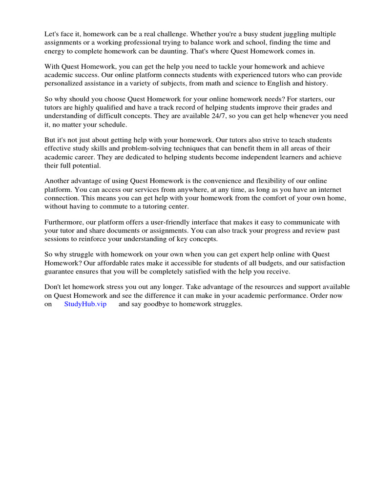 Quest Homework Online | PDF | Essays | Academic Publishing