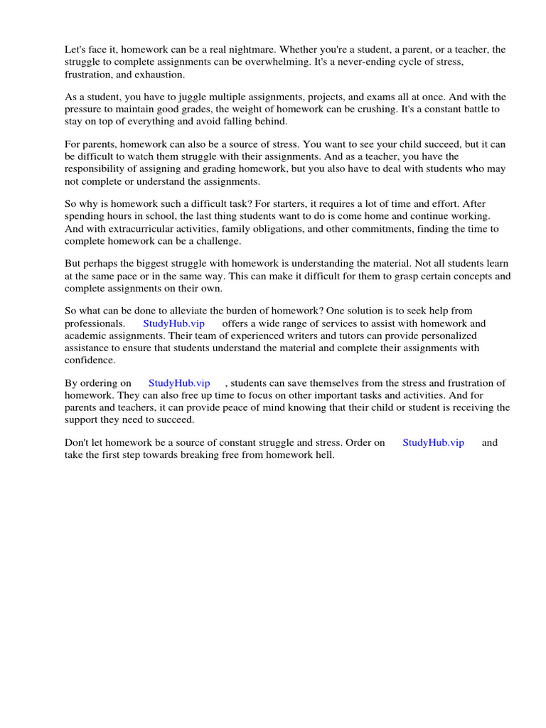 Homework Hell Part 1 | PDF | Homework | Teachers