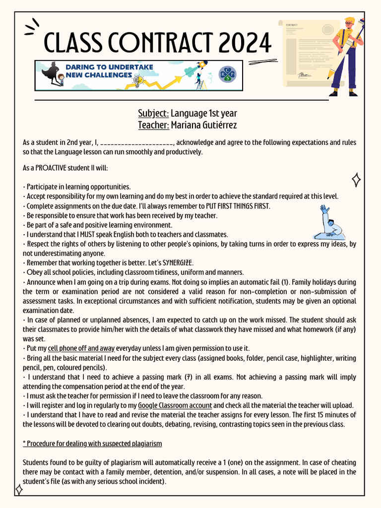 Language Contract 1st Year | PDF | Teachers | Cognition