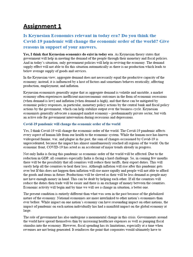 MME Assignment | PDF | Keynesian Economics | Economics