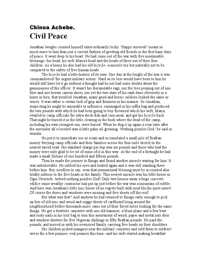 Chinua+Achebe Civil+Peace | PDF