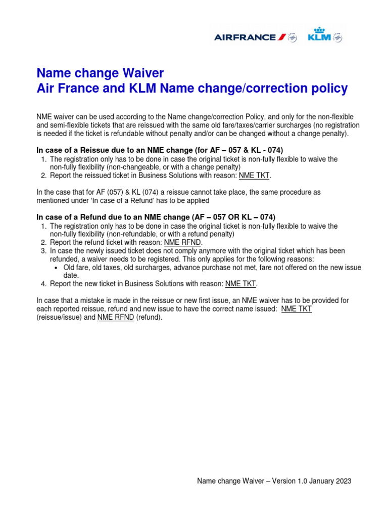 Waiver Conditions Name Change | PDF