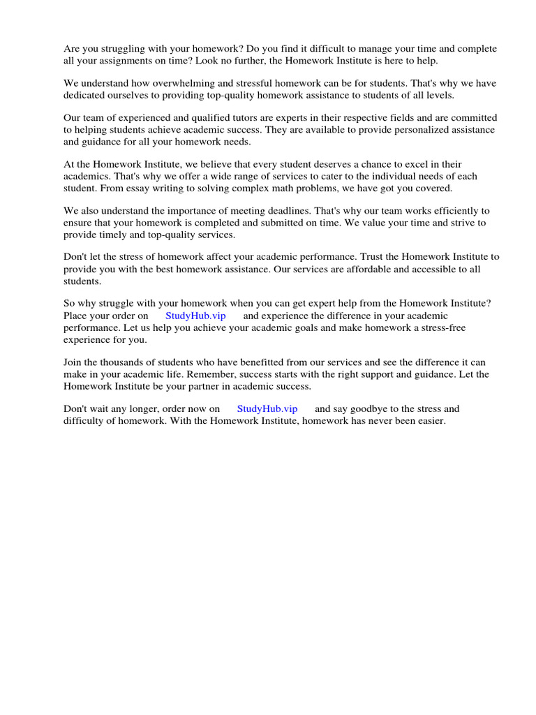 Homework Institute | PDF | Homework | Teachers