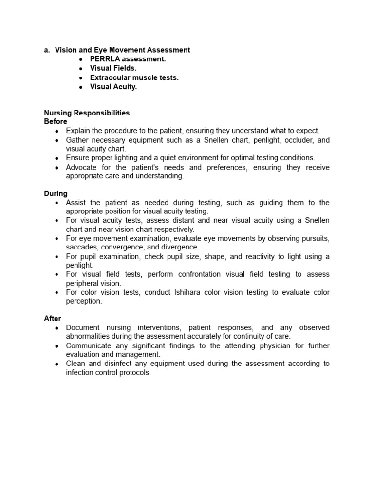 Vision and Eye Movement Assessment | PDF