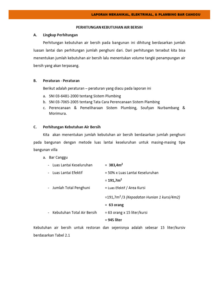 Perhitungan Teknis Rencana Sistem Sanitasi Plambing | PDF | Teknologi ...