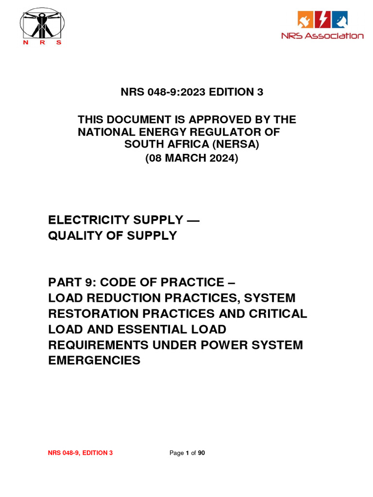 NERSA Approved Version of NRS 048-9-2023 Edition 3 | PDF | Electricity ...