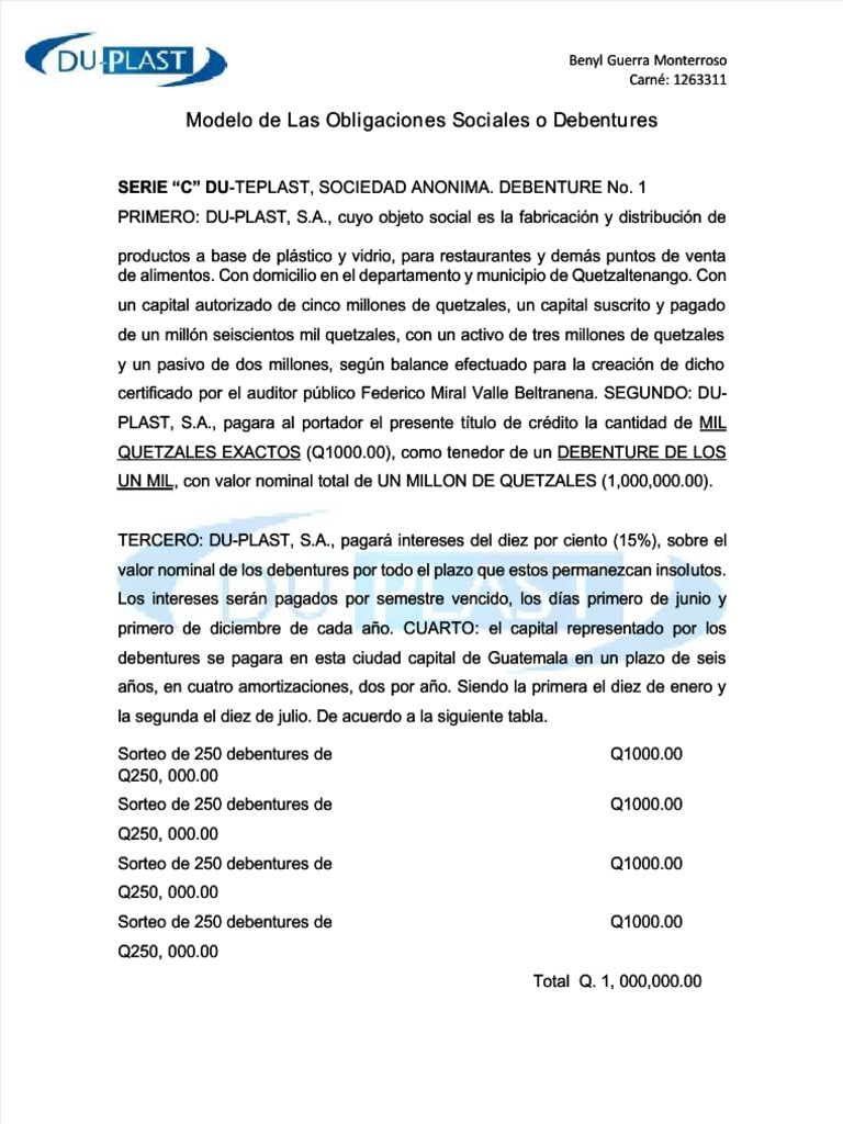 Modelo de Debenture | PDF