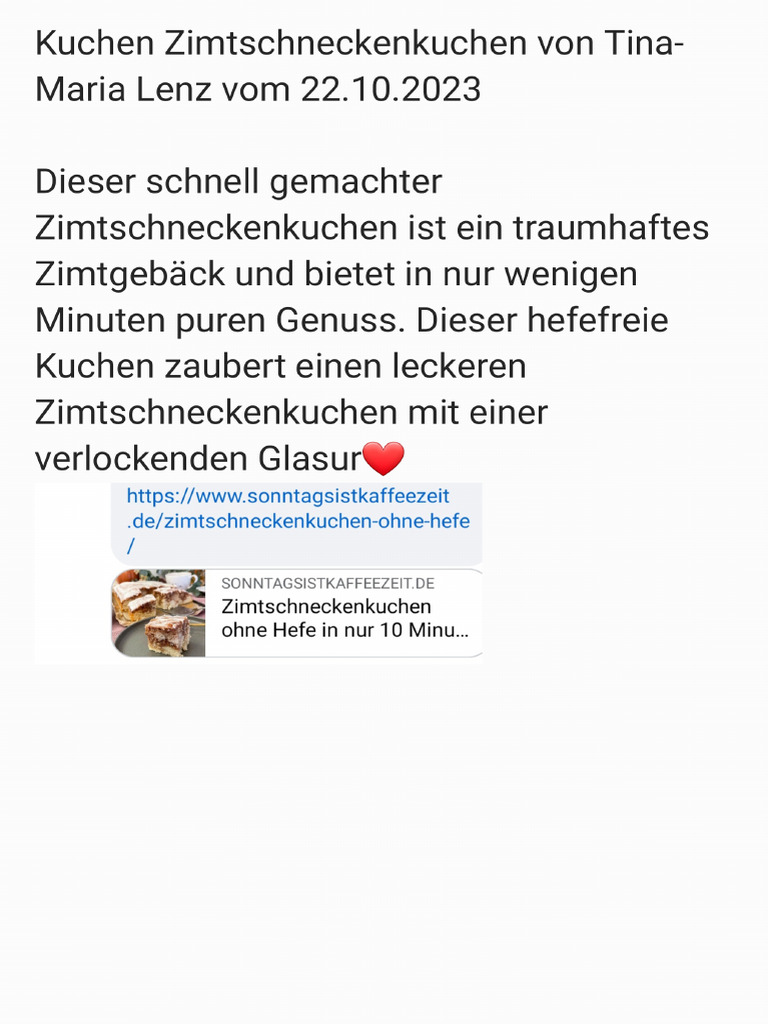 Kuchen Zimtschneckenkuchen Von Tina-Maria Lenz | PDF