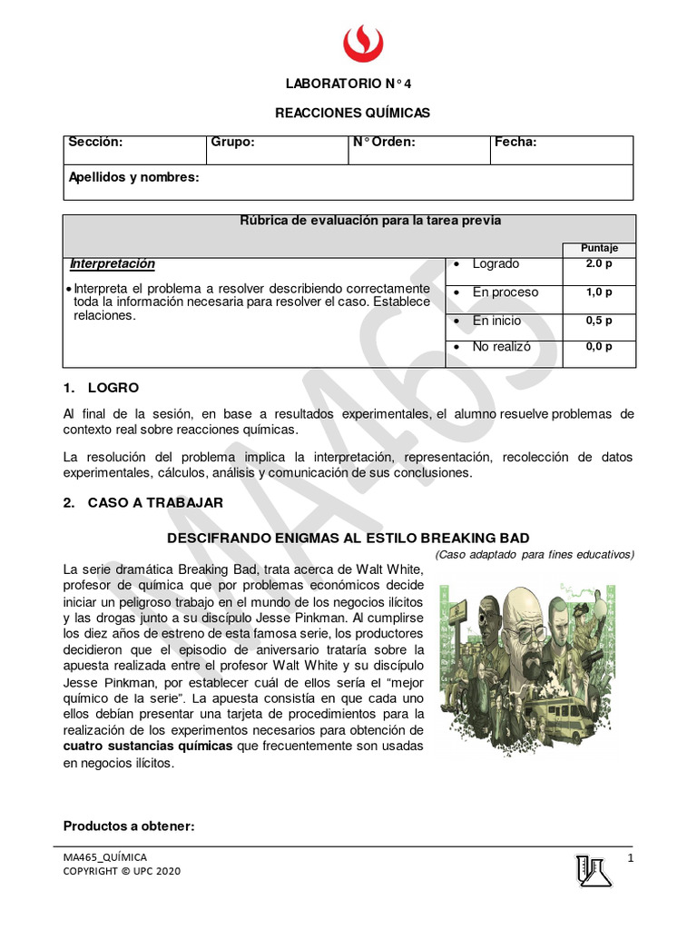 Lab04_A_Tarea Previa_ 2020_01 | PDF | Dióxido de carbono | Sustancias químicas