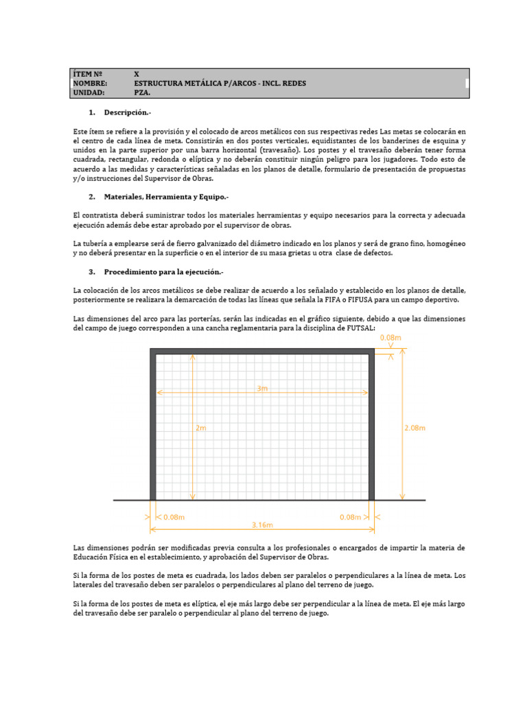 Estructura Arco de Meta para Futsal | PDF