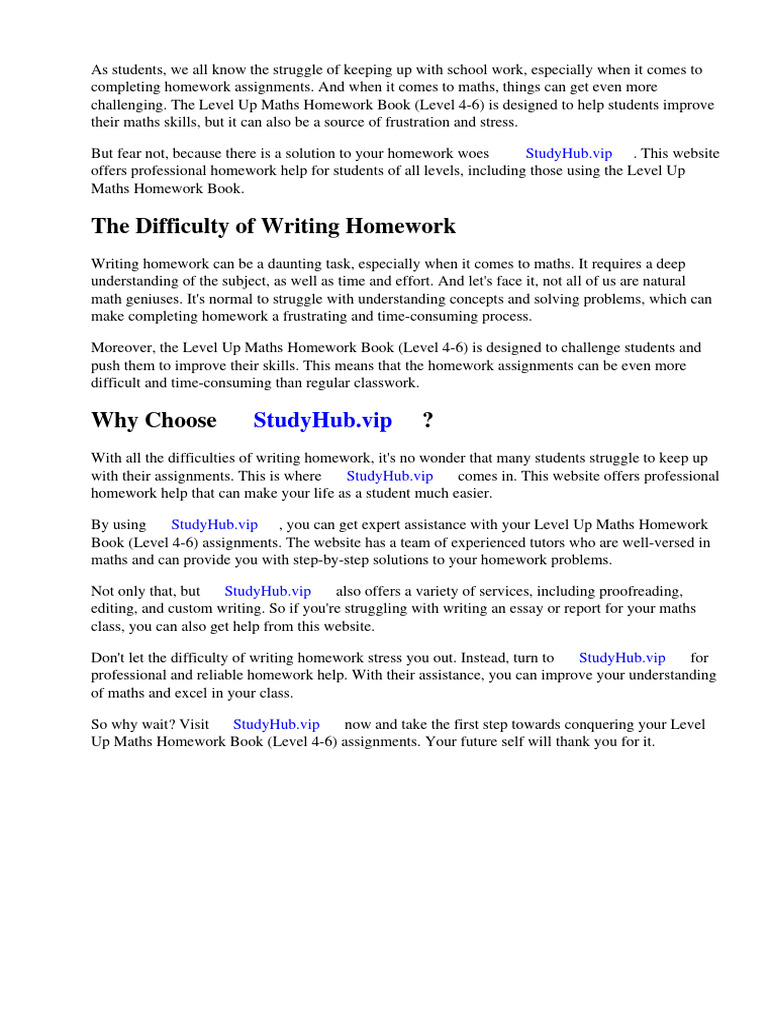 Level Up Maths Homework Book (Level 4-6) | PDF | Homework | Worksheet