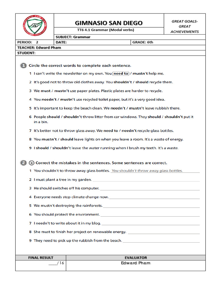 TT6 4.1 Modal Verbs | PDF