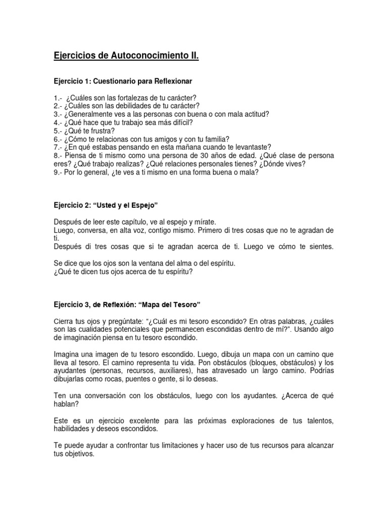 Sesión 2 Ejercicios de Autoconocimiento | PDF