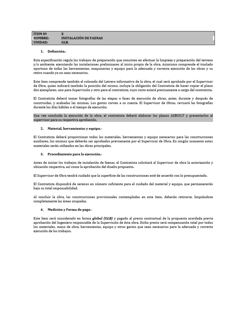 Instalación de Faenas | PDF