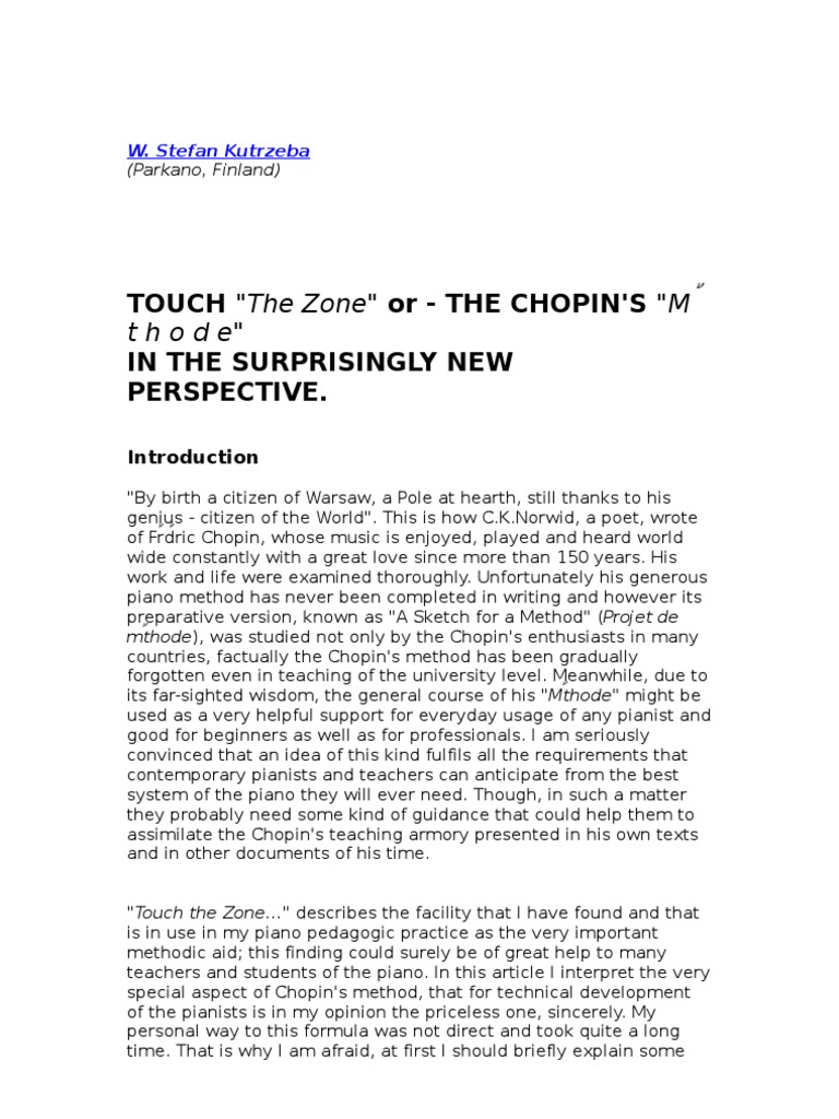 Chopin Method Analysis The ZONE | PDF | Piano | Frédéric Chopin