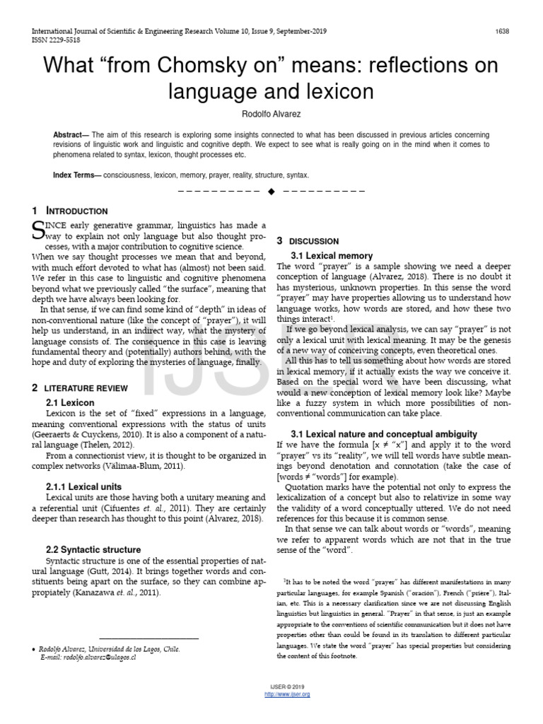 What From Chomsky On Means Reflections On Language and Lexicon | PDF | Linguistics | Word