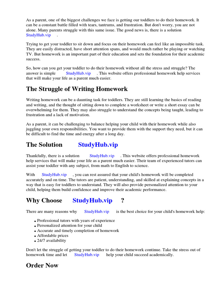 How To Get Toddler To Do Homework | PDF | Homework | Experience