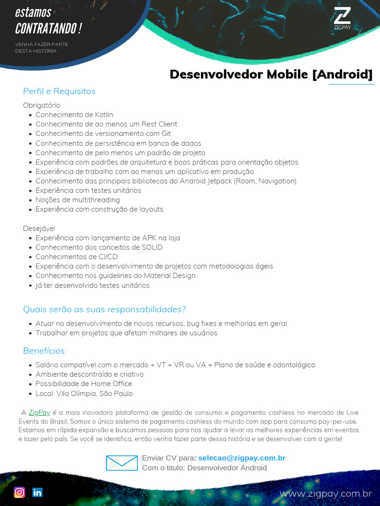 Vaga: Desenvolvedor Mobile Android | PDF