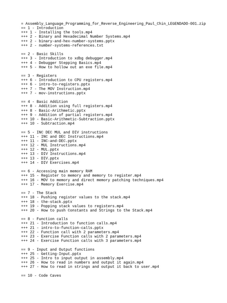 Assembly Language Programming For Reverse Engineering Paul Chin | PDF | Assembly Language ...