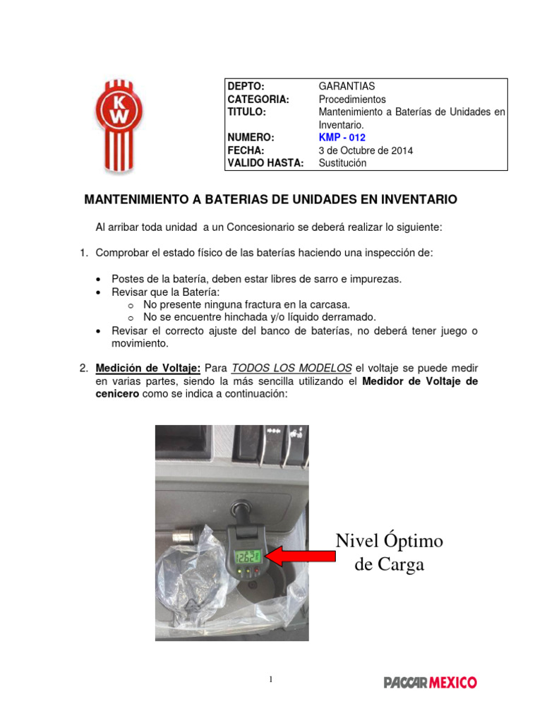 Mantenimiento de Baterias en Unidades en | PDF | Cargador de batería | Ingenieria Eléctrica