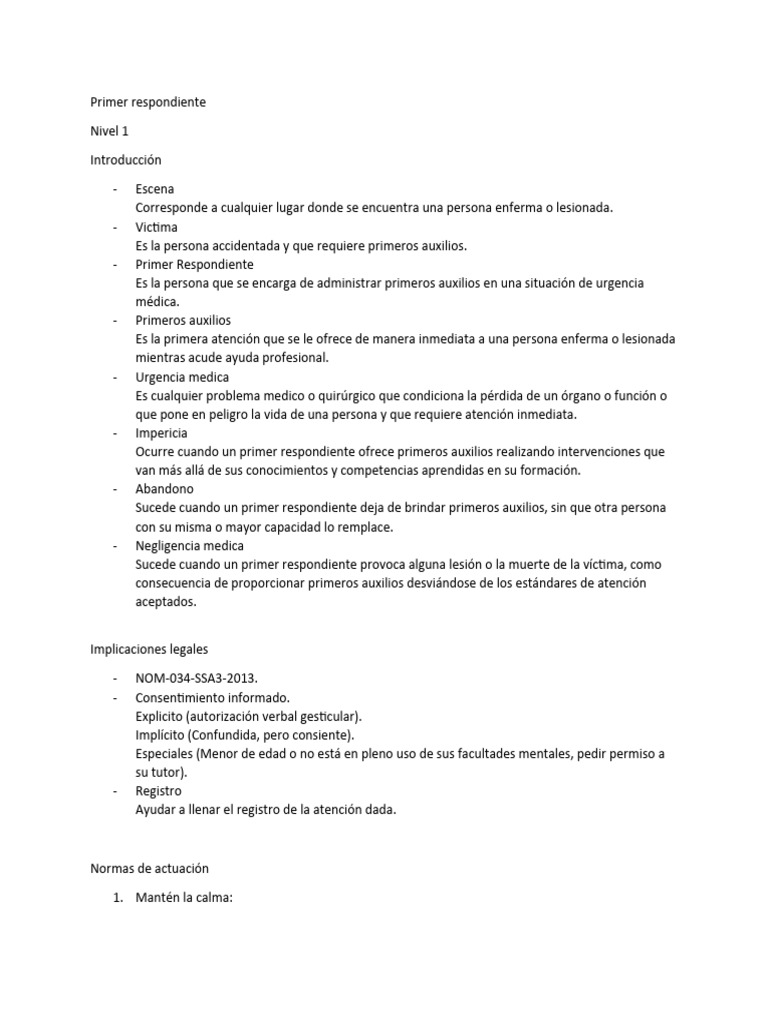 Guía de Primeros Auxilios para Primeros Respondientes | PDF | Primeros ...