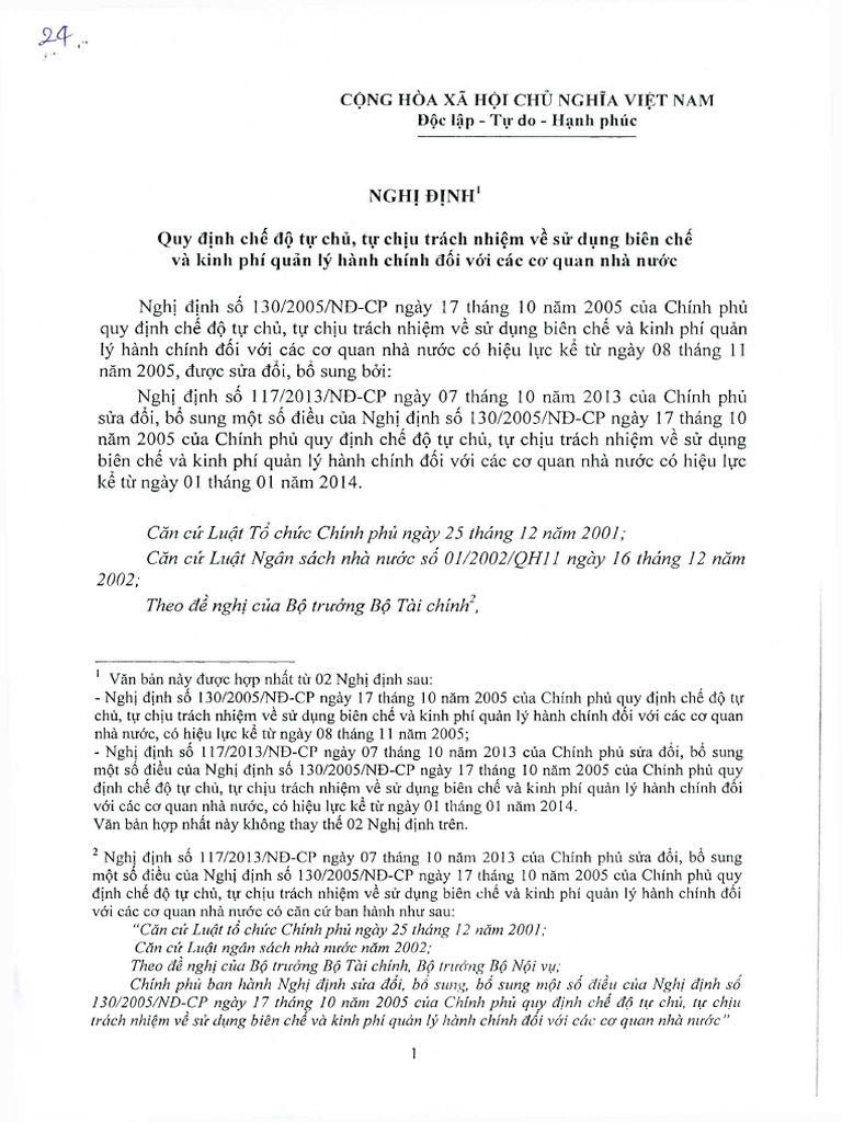 ND117 - 2013 - NĐ - CP - Chế Độ Tự Chủ CQNN | PDF