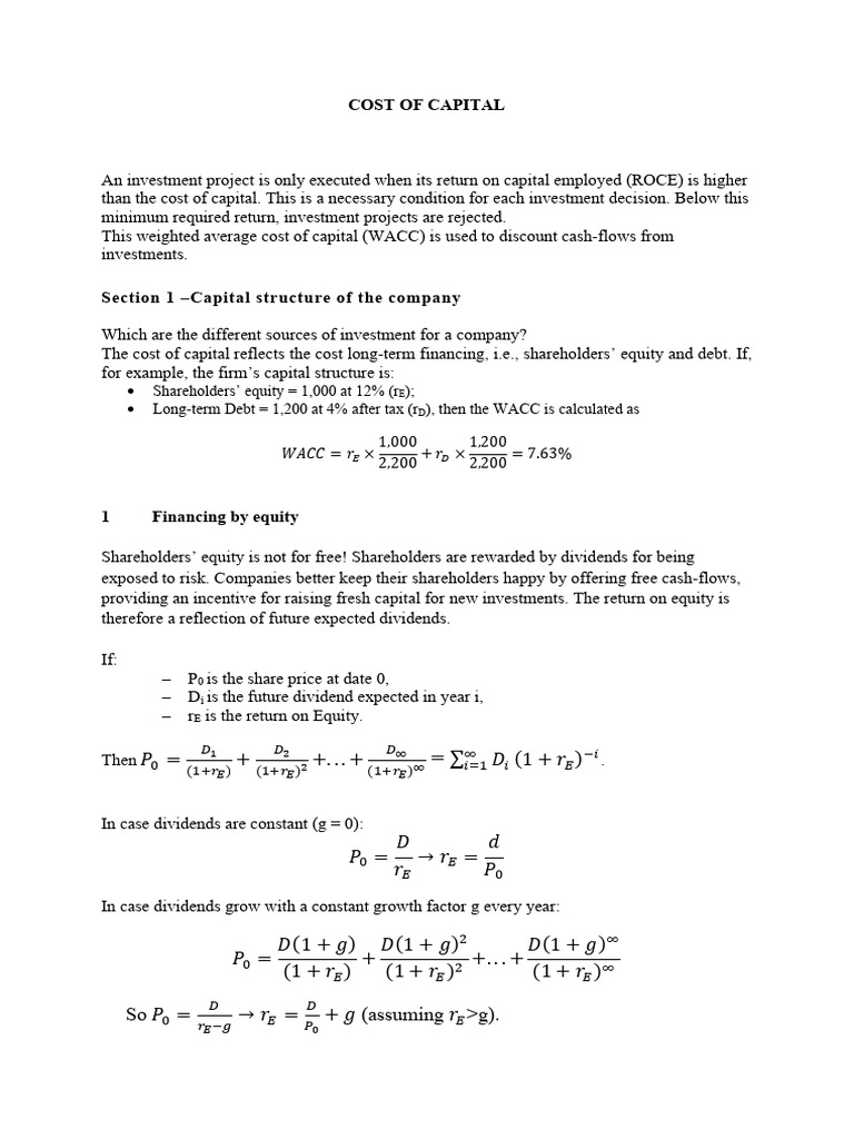 Cost of Capital (1) | PDF | Cost Of Capital | Capital Structure
