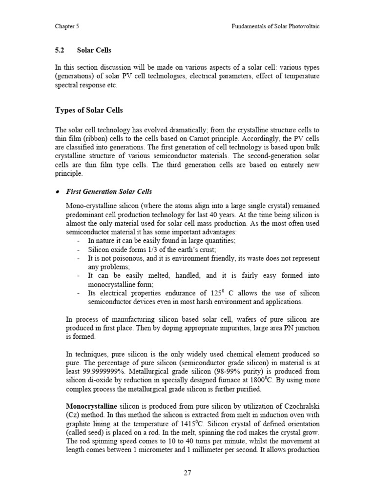 CHAPTER 5 - Fundamentals of Solar PV - BME | PDF | Solar Cell | Thin Film Solar Cell