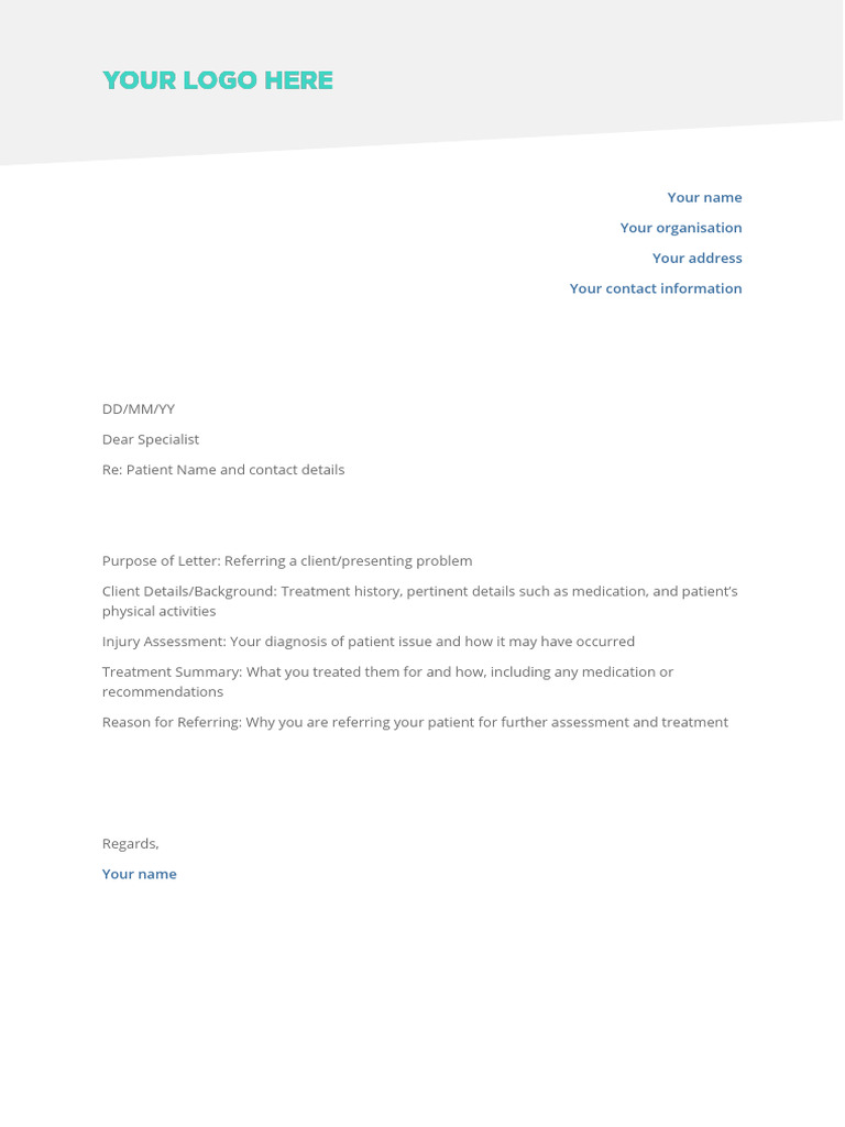 Better Clinics GP Referral Letter Word Template | PDF