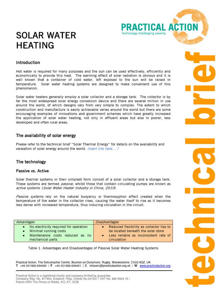Solar Water Heating - Practical Action | PDF | Water Heating | Solar Energy