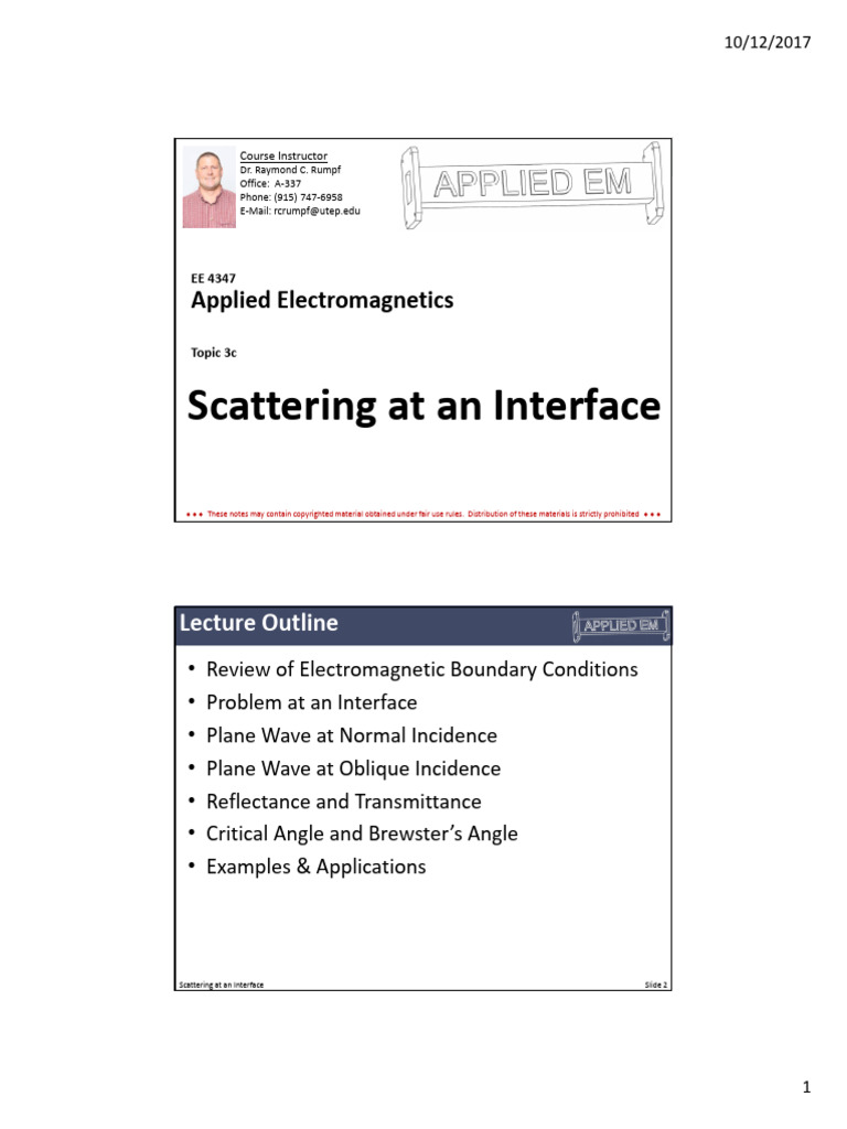 Lecture 3c Scattering From an Interface | PDF | Polarization (Waves ...