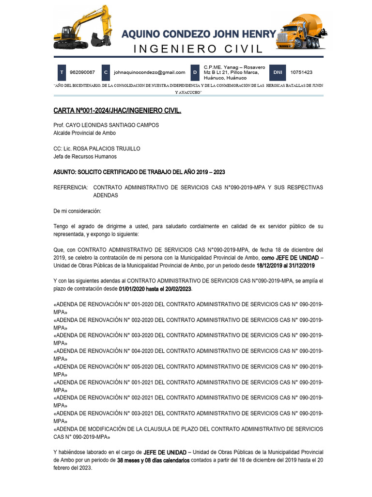 Cartan°001 2024 Jhac | PDF | Gobierno