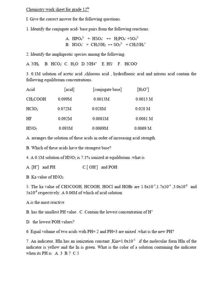 Chemistry Work Sheet For Grade 12th On Polymers | Download Free PDF ...